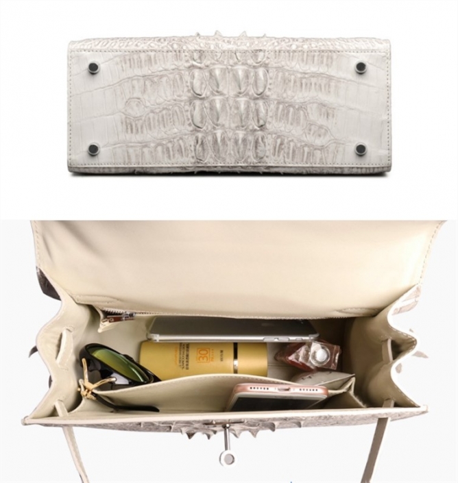 Elegant Crocodile Leather Padlock Handbags Shoulder Bags for Women