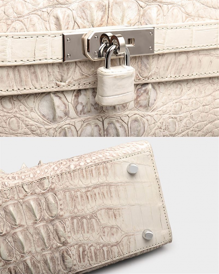 Elegant Crocodile Leather Padlock Handbags Shoulder Bags for Women