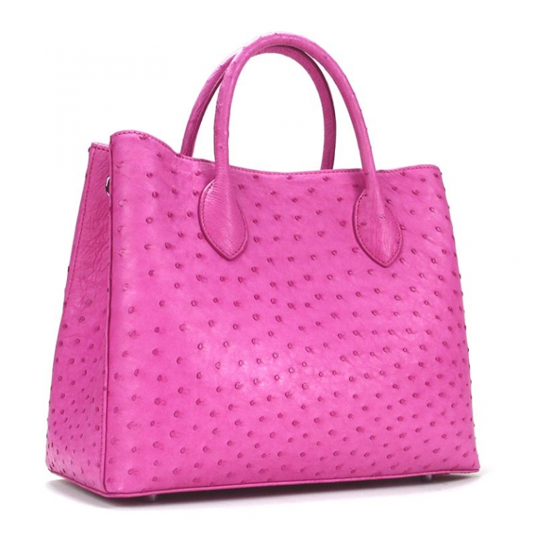 Ostrich Leather Tote Bag Top Handle Shoulder Bag