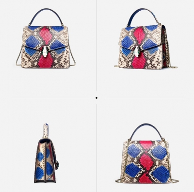 Designer Python Skin Tote Bag Purse Crossbody Bag