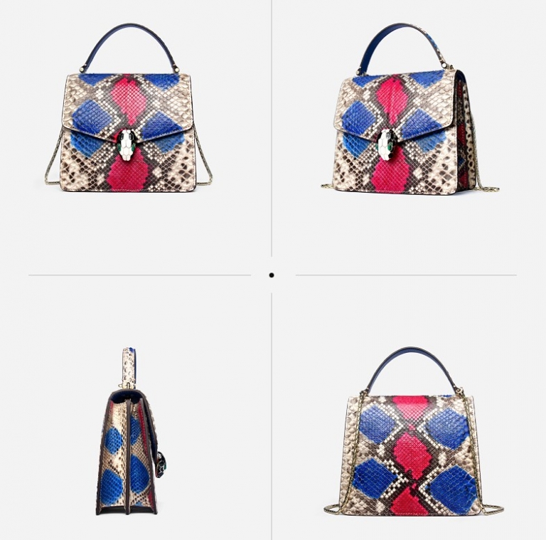 Designer Python Skin Tote Bag Purse Crossbody Bag