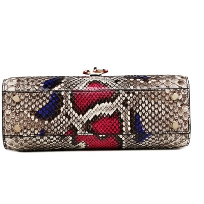 Python Skin Handbag for Women Top Handle Bag Ladies Shoulder Purse Bag