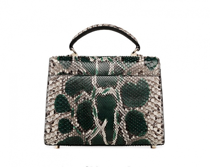 Python Skin Handbag for Women Top Handle Bag Ladies Shoulder Purse Bag