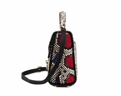 Python Skin Handbag for Women Top Handle Bag Ladies Shoulder Purse Bag