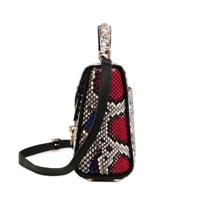 Python Skin Handbag for Women Top Handle Bag Ladies Shoulder Purse Bag
