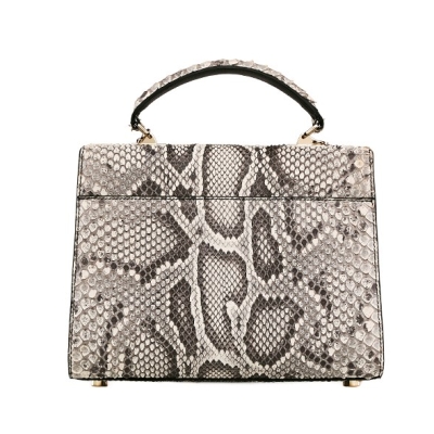Python Skin Handbag for Women Top Handle Bag Ladies Shoulder Purse Bag