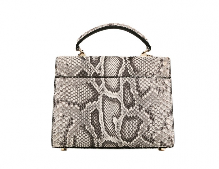 Python Skin Handbag for Women Top Handle Bag Ladies Shoulder Purse Bag