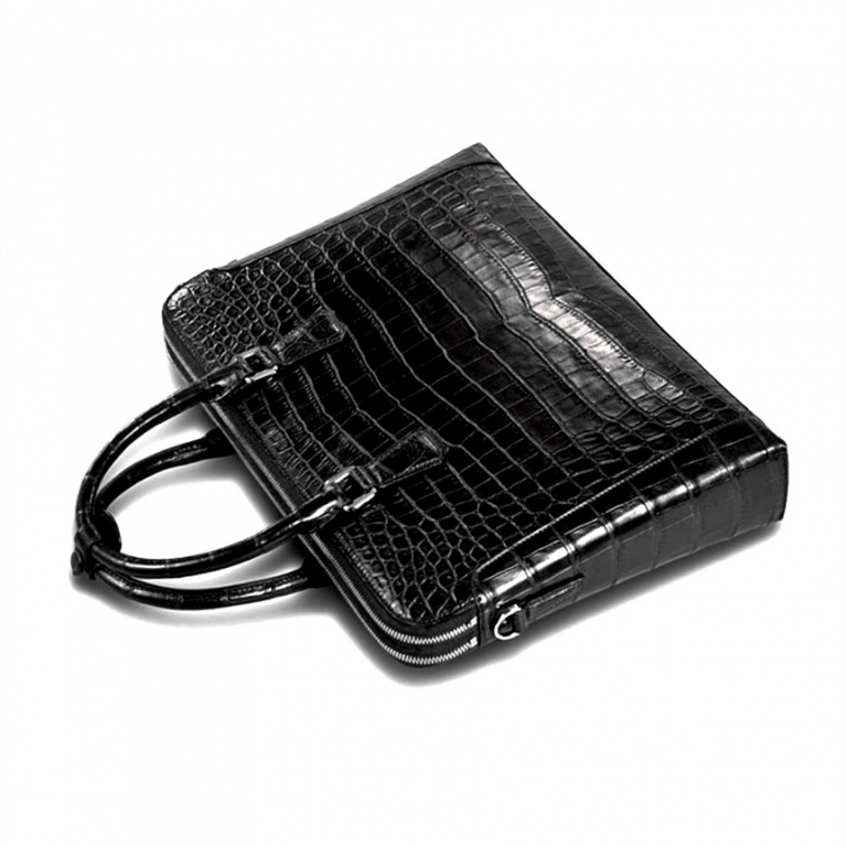 Alligator Leather Briefcase Laptop Attache Case for Men