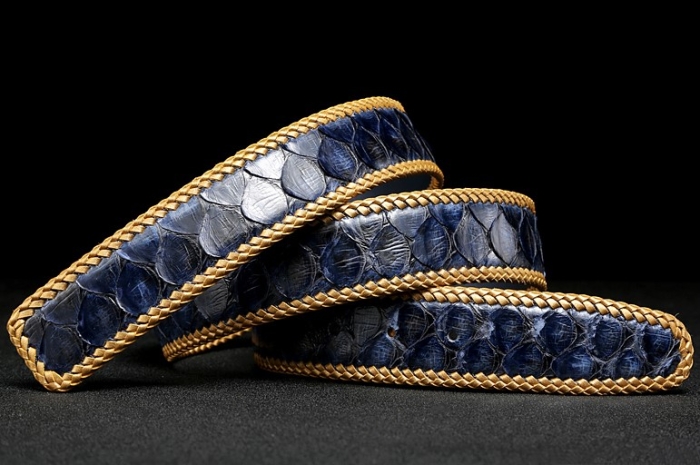 Casual Snakeskin Belt Python Skin Braided Belt