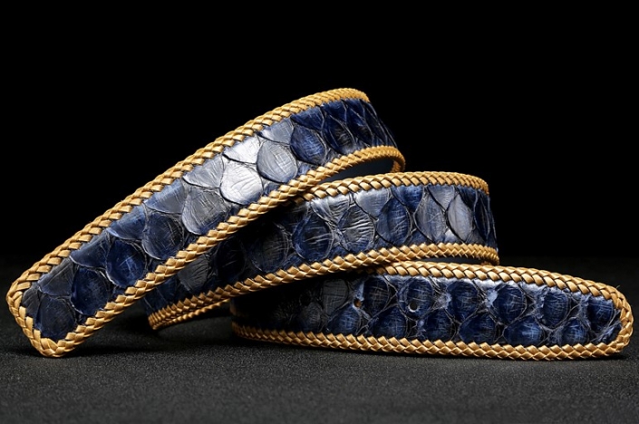 Casual Snakeskin Belt Python Skin Braided Belt
