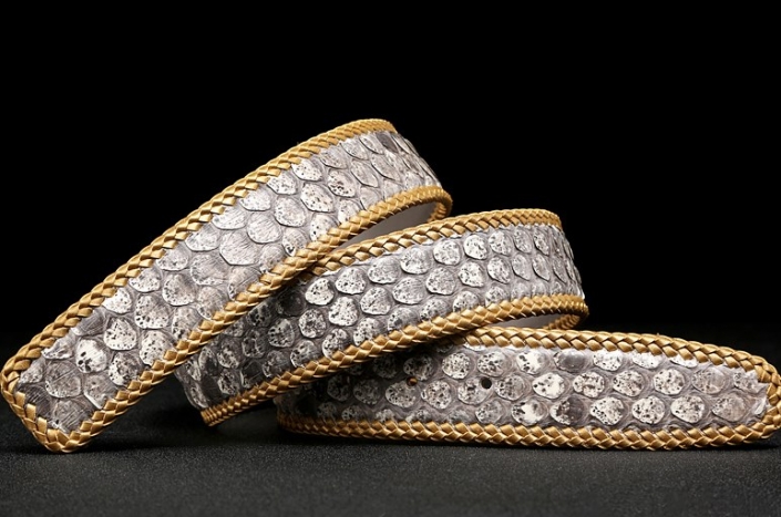 Casual Snakeskin Belt Python Skin Braided Belt