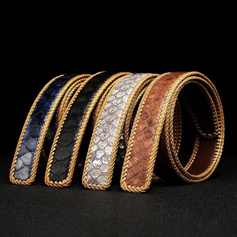 Casual Snakeskin Belt Python Skin Braided Belt