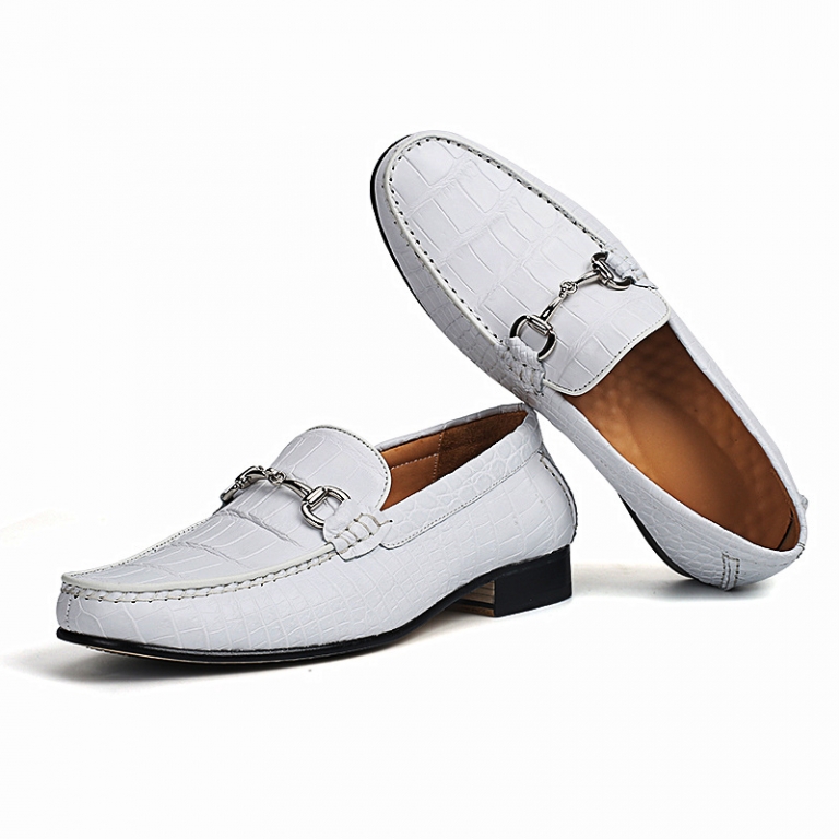 Casual Alligator Leather Moc-Toe Bit Slip-On Penny Loafer