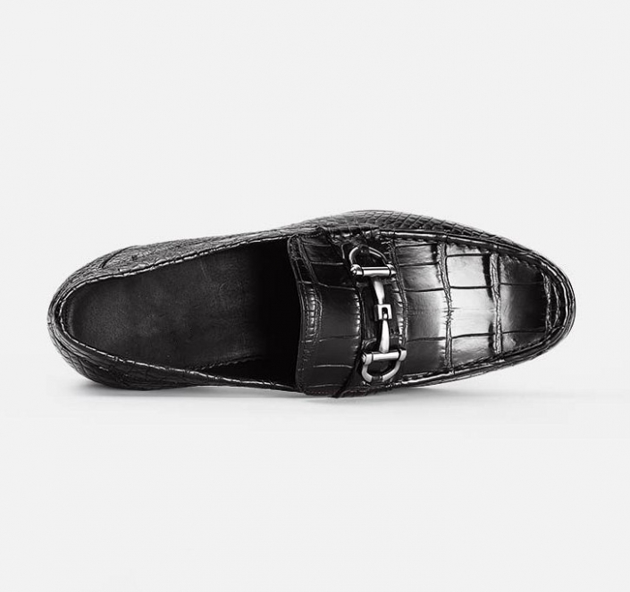 Casual Alligator Leather Moc-Toe Bit Slip-On Penny Loafer