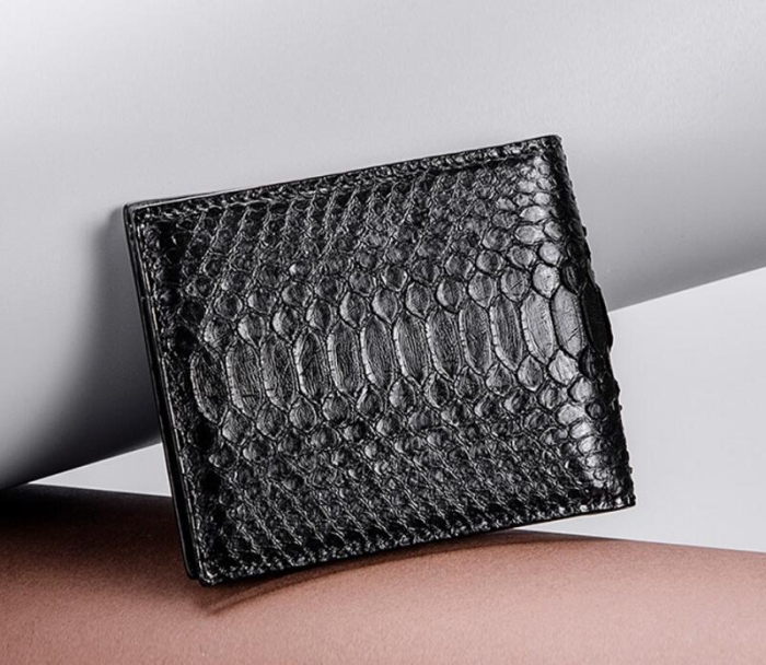 Snakeskin Bifold Wallets Slim Python Skin Wallets for Men