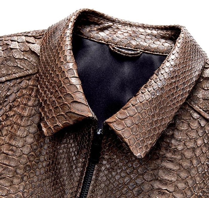 Formal Snakeskin Jackets Brown Python Skin Jackets